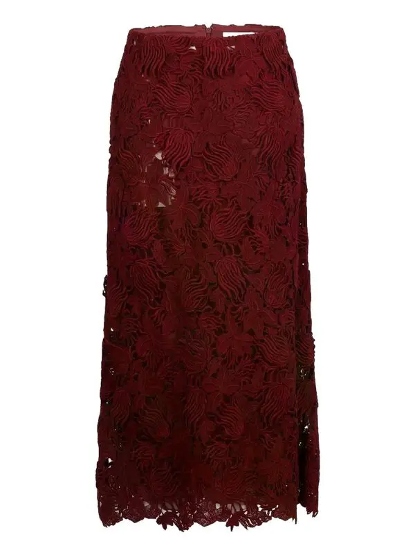 Valentino Garavani Floral-lace Midi Skirt - Red