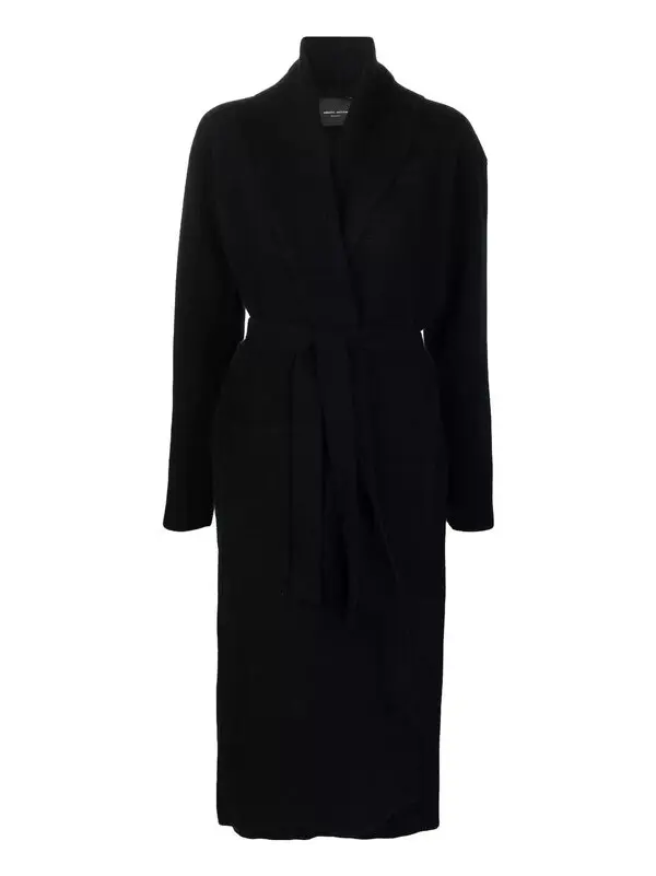 ROBERTO COLLINA Belted-waist Merino Coat - Black