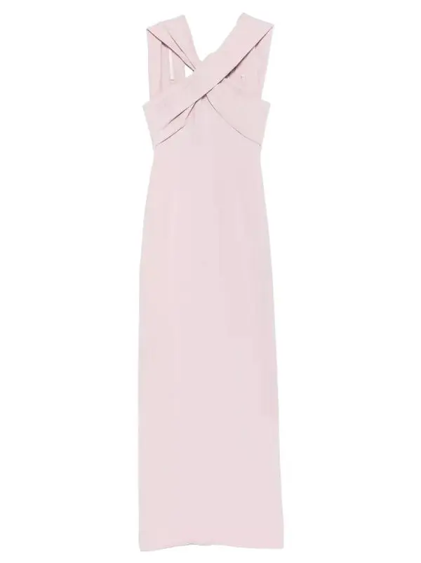 Solace London Petal Halterneck Draped-scarf Maxi Dress - Pink