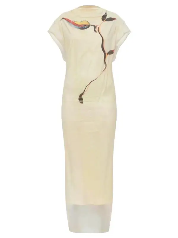 Sportmax Graphic Print Open-back Midi Dress - Yellow