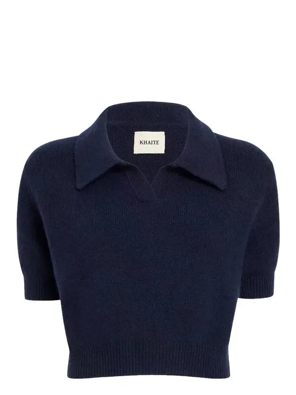Khaite Leni Knit Polo Sweater - Blue