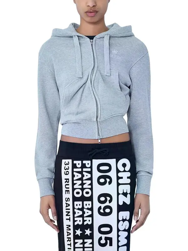 Vaquera Twisted Zip-up Cotton Hoodie - Grey