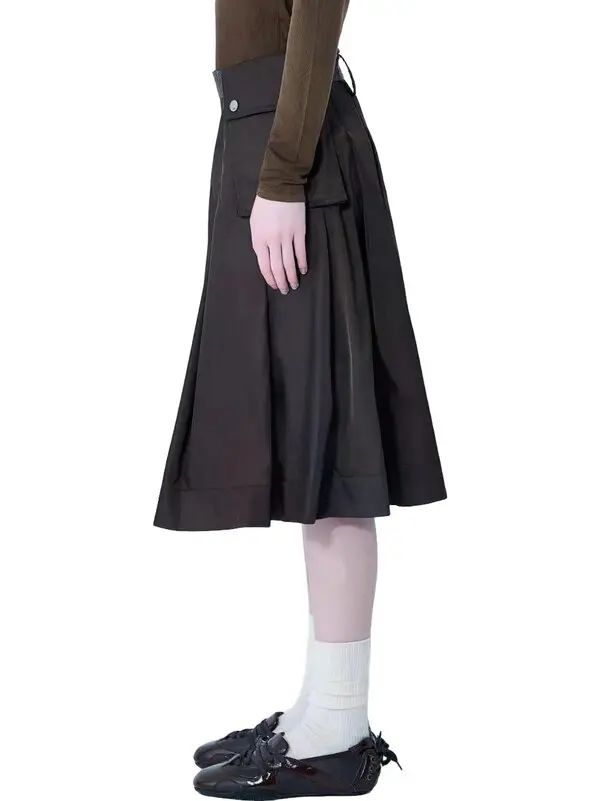 GANNI Duchesse Midi Skirt - Brown