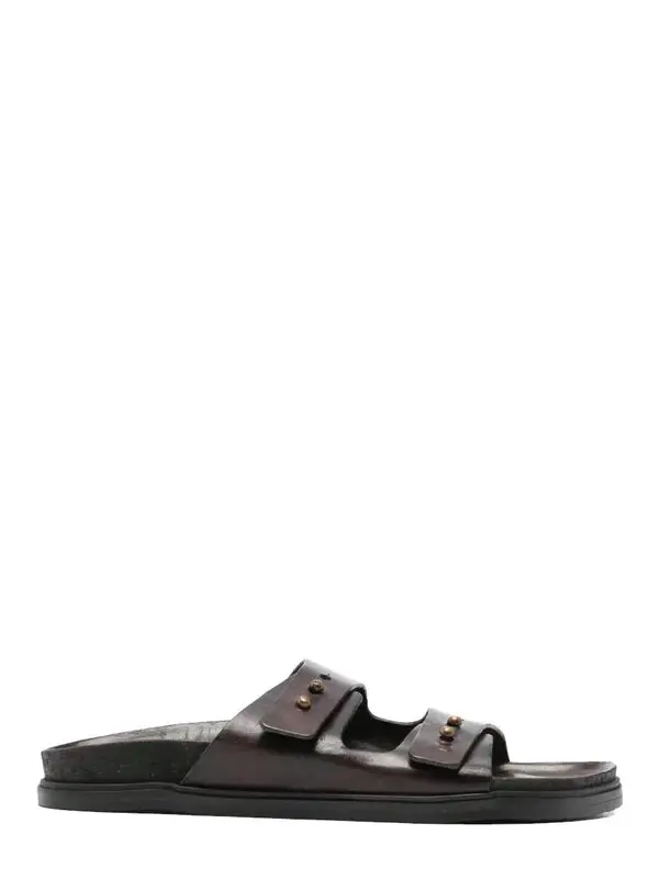 BRADOR Studded Strap Leather Sandals - Brown