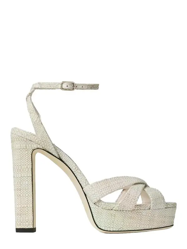JIMMY CHOO Kove 120 Raffia Platform Sandals - Neutrals
