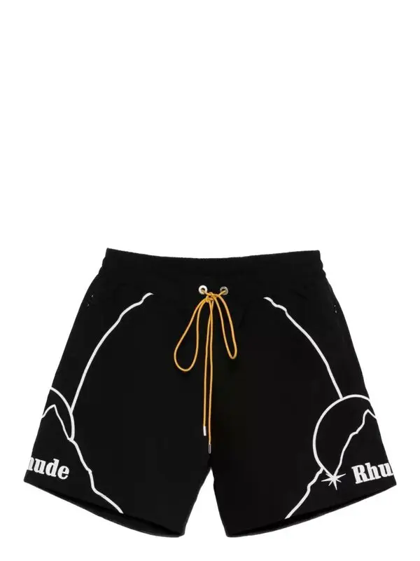 Rhude Logo Drawstring Shorts - Black