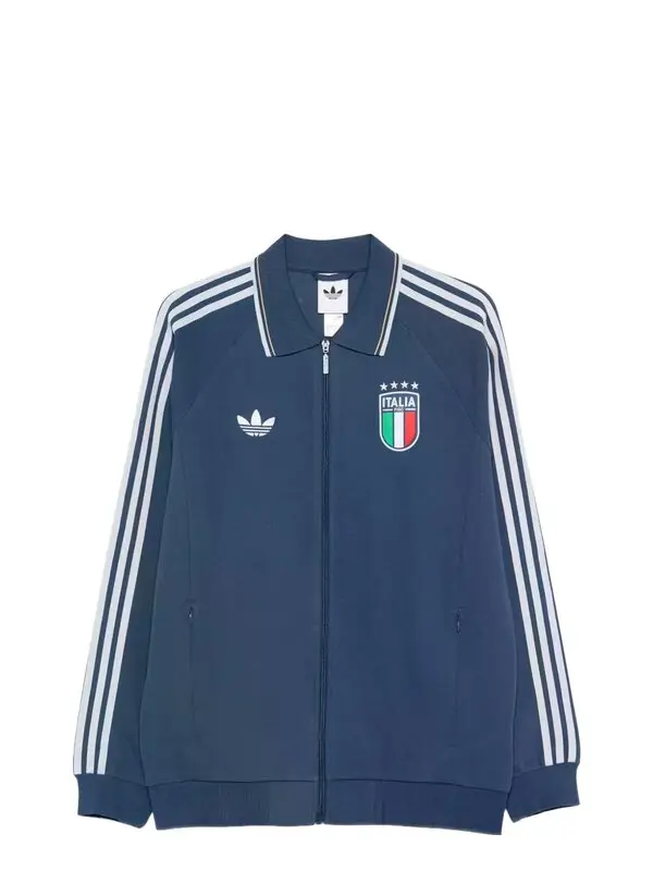 Adidas X Italia Stripe-detail Zip-fastening Sweatshirt - Blue