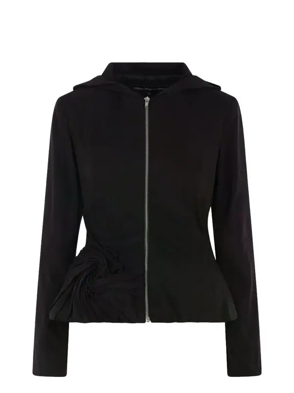 PETRA Zip-up Peplum Hoodie - Black