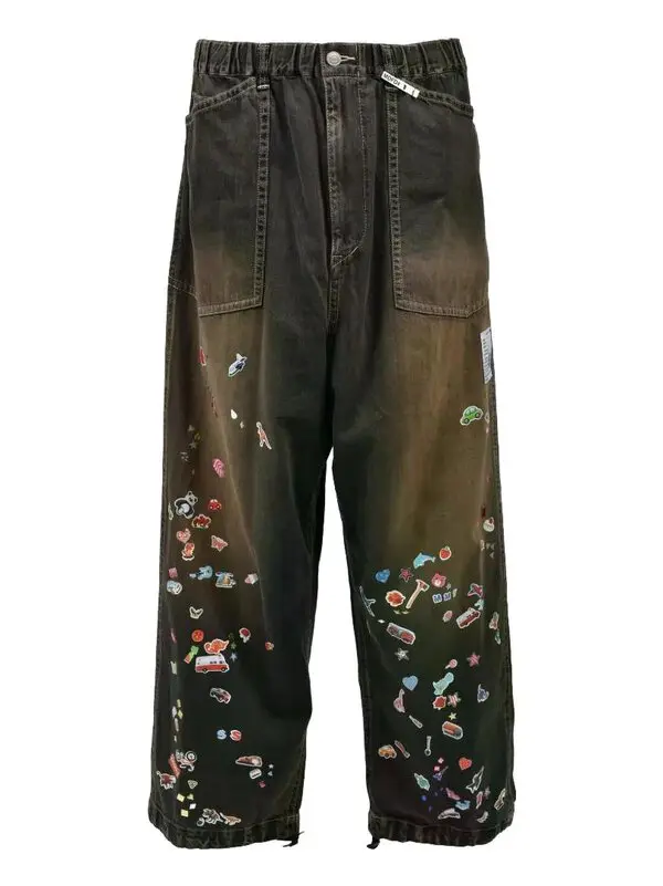Mihara Yasuhiro Baker Stickers Jeans - Brown