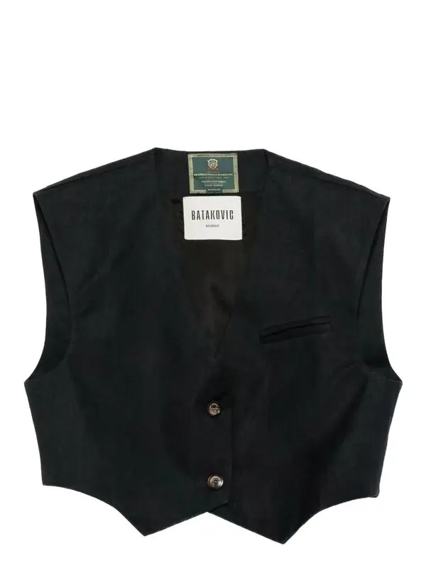 BATAKOVIC Linen Button Gilet - Black
