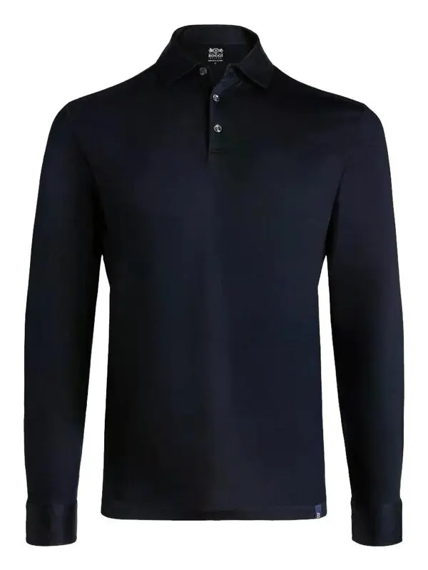 Boggi Milano Long-sleeve Cotton Polo - Blue