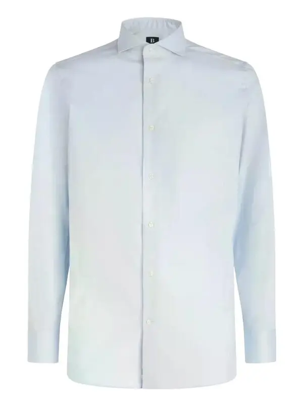 Boggi Milano Opne-collar Cotton Shirt - Blue