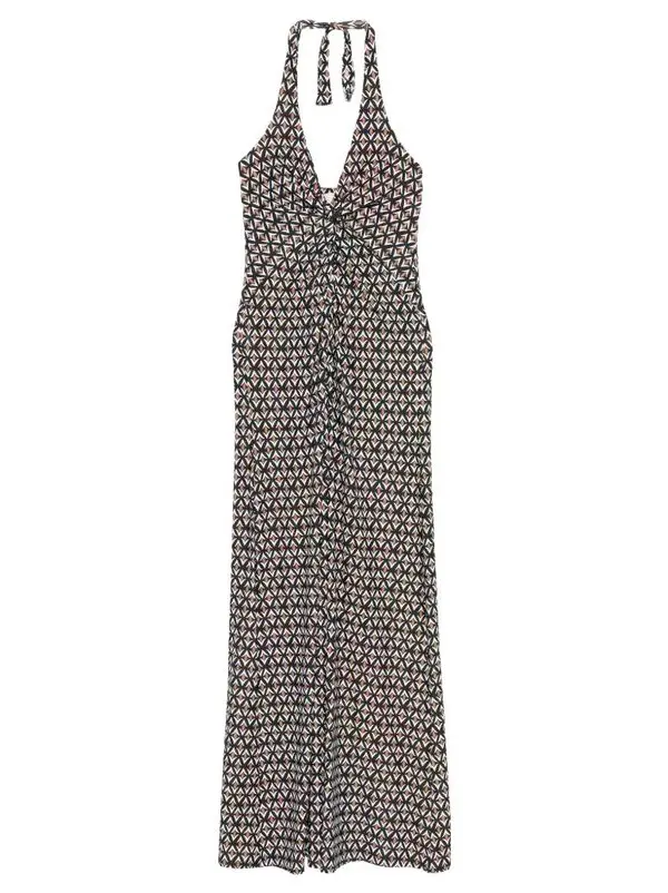 IU RITA MENNOIA Patterned Halter Dress - Black