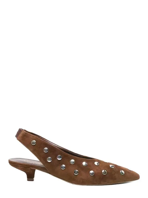 BIANCADI Studded Slingback Pumps - Brown