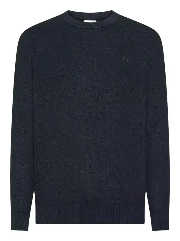 SUN 68 Crewneck Sweater With Embroidered Logo - Blue