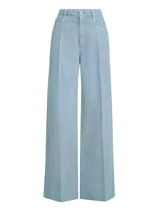 Brunello Cucinelli Garment-dyed Cotton And Linen Wide-leg Trousers - Blue