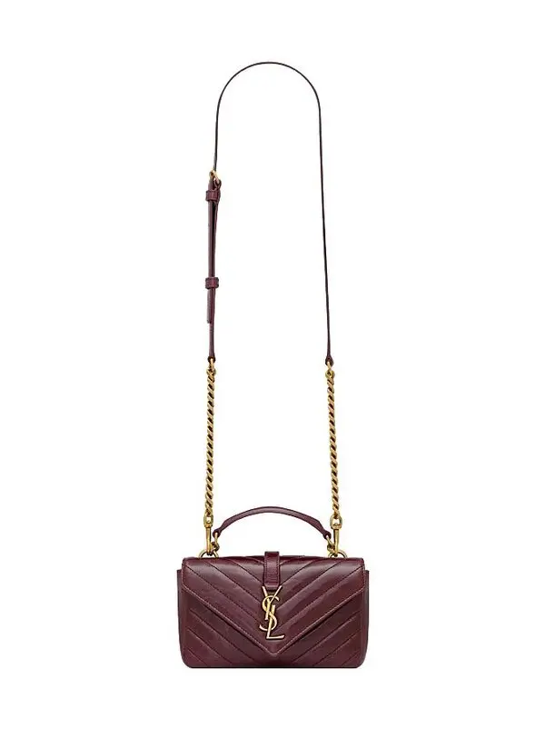 Saint Laurent College Mini Chain Bag - Deep Hot Wine