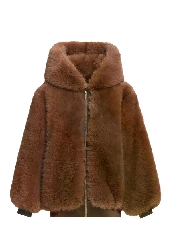 Elie Saab Hooded Zip-up Jacket - Brown