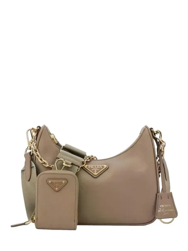 Prada Chain Cross Body Bag With Pouch - Neutrals