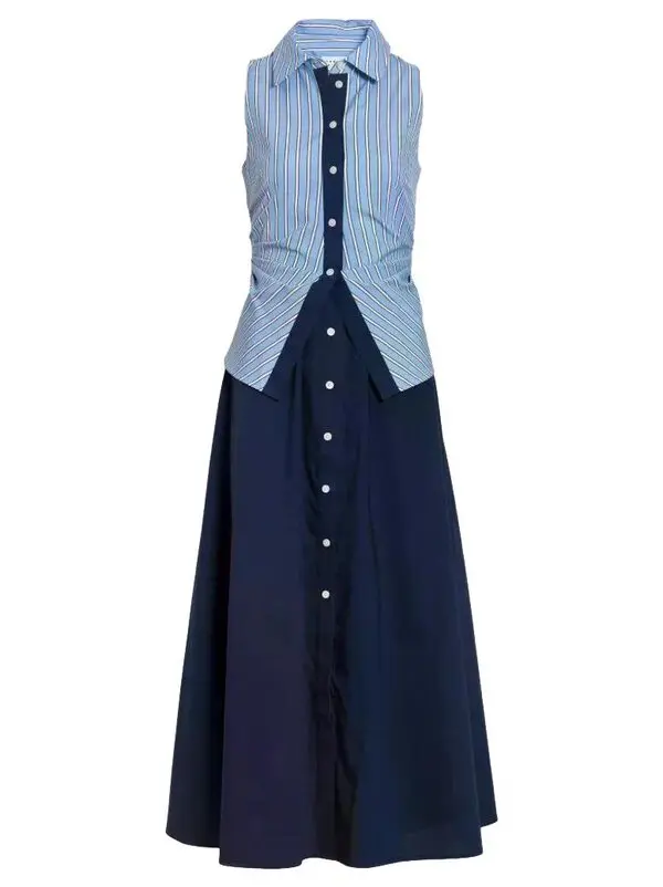 Tanya Taylor Hannah Striped Midi Dress - Blue