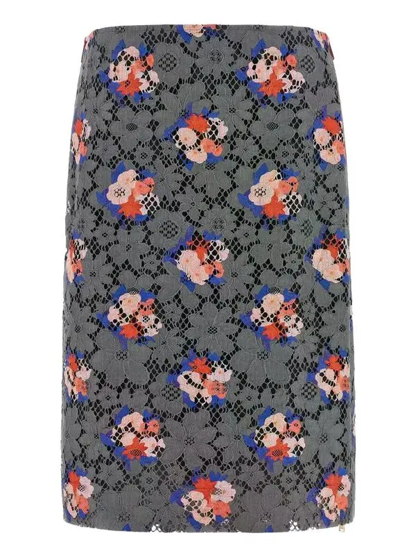 Fendi Lace Floral-pattern Midi Skirt - Grey