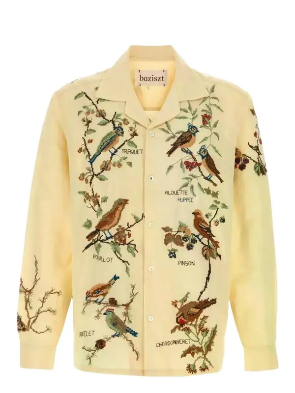 BAZISZT Avian Floral Shirt - Neutrals