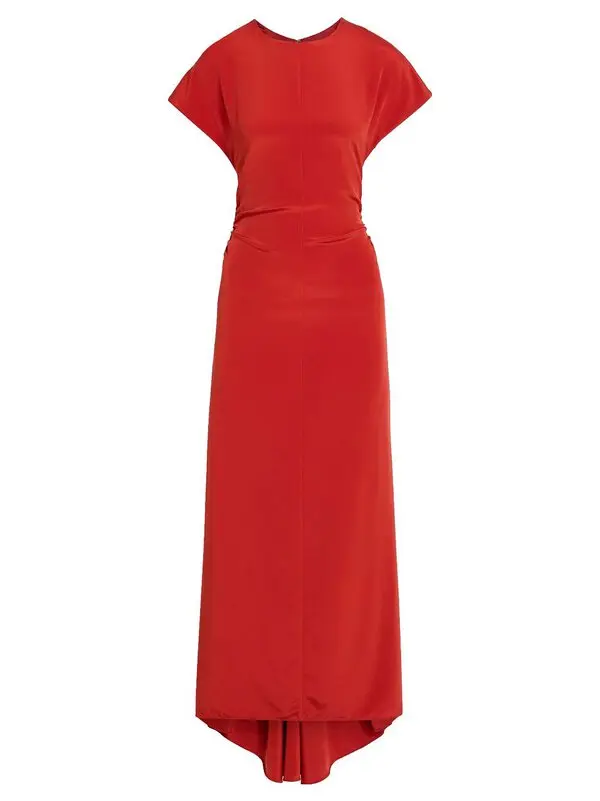Tove Navaeh Ruched Stretch-silk Maxi Dress - Brick