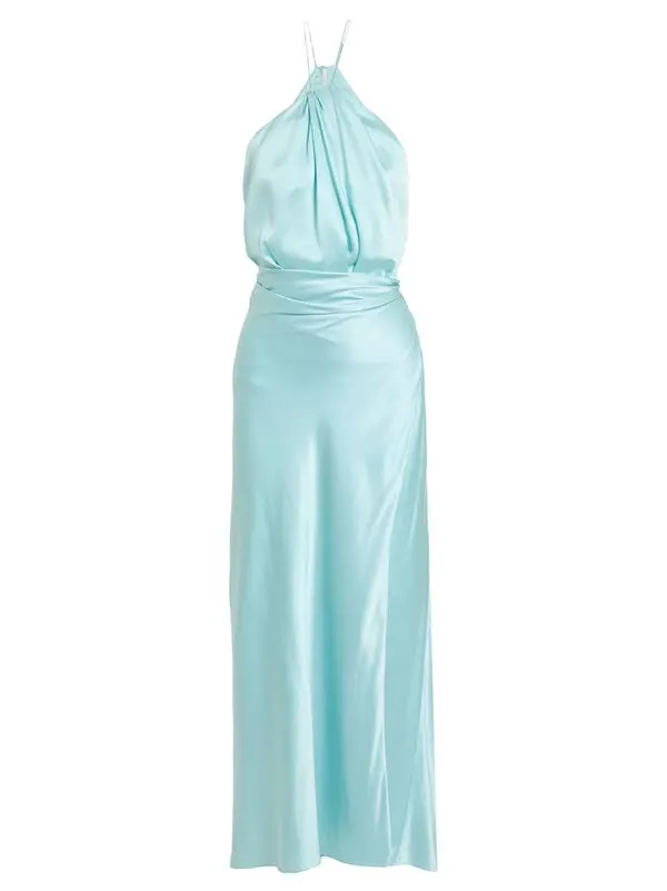 THE SEI Draped Silk-satin Maxi Dress - Sky Blue
