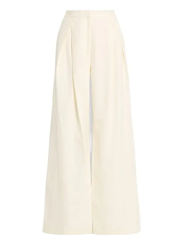ST. AGNI Pleated Cotton And Linen-blend Twill Wide-leg Pants - Ivory