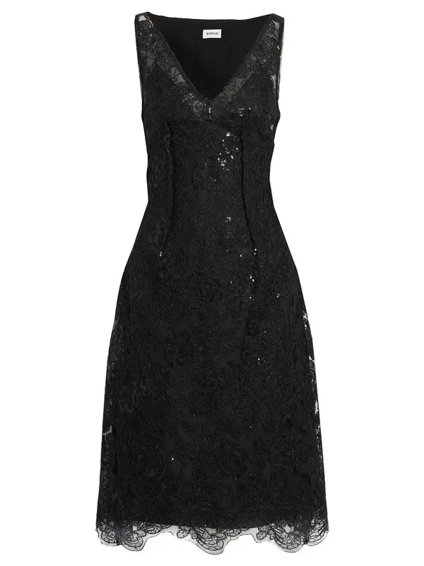 Simkhai Delphine Sequin Lace Dress - Black