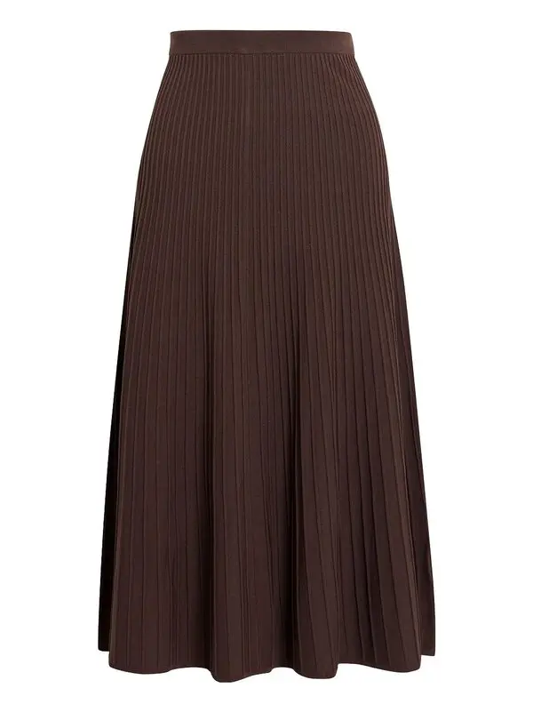 Simkhai Chiara Pleated Midi Skirt - Chocolate