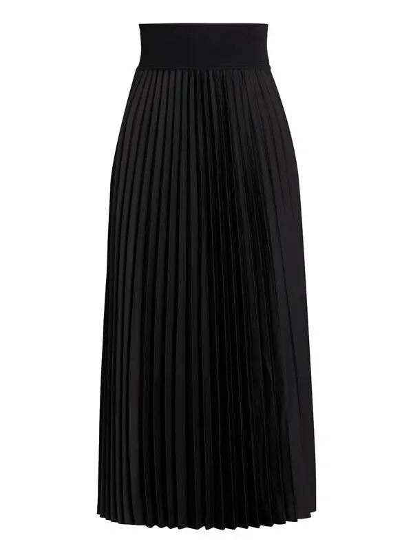 Simkhai Melanie Pleated Satin Midi Skirt - Black
