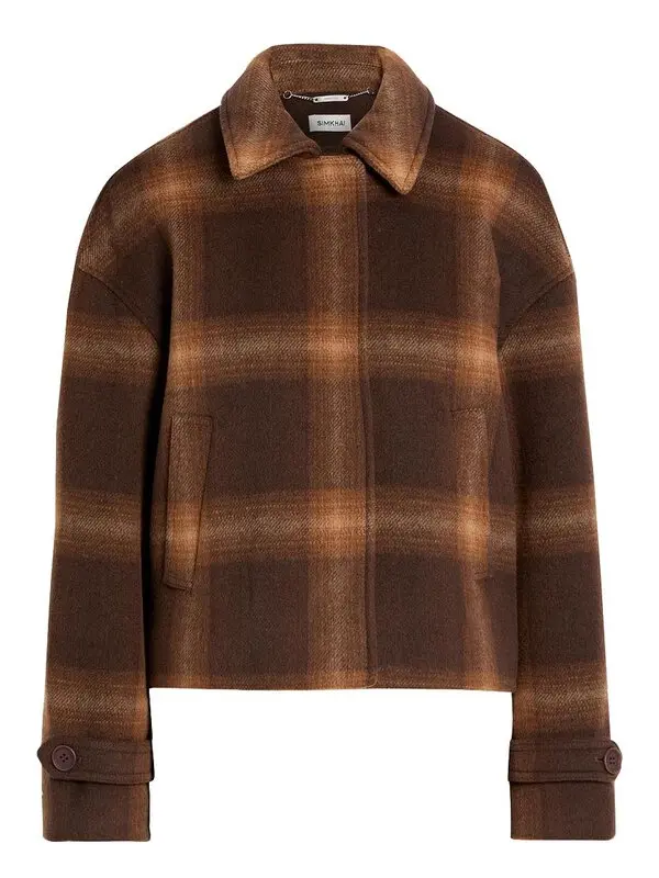Simkhai Colby Checked Wool-blend Jacket - Chocolate