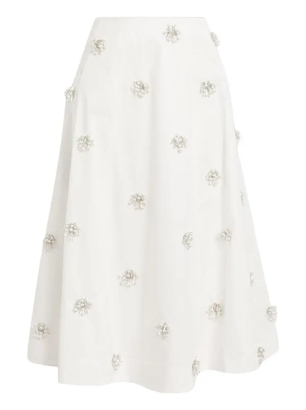Simkhai Novanna Embellished Cotton-blend Poplin Midi Skirt - White
