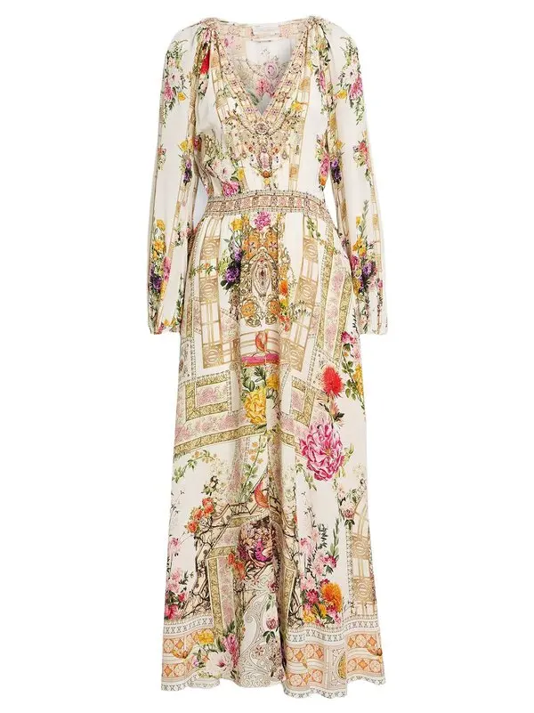 Camilla Crystal-embellished Printed Silk Crepe De Chine Maxi Dress - Off-white
