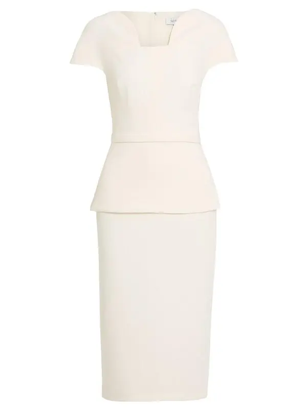 Safiyaa Geenie Crepe Peplum Midi Dress - Ivory