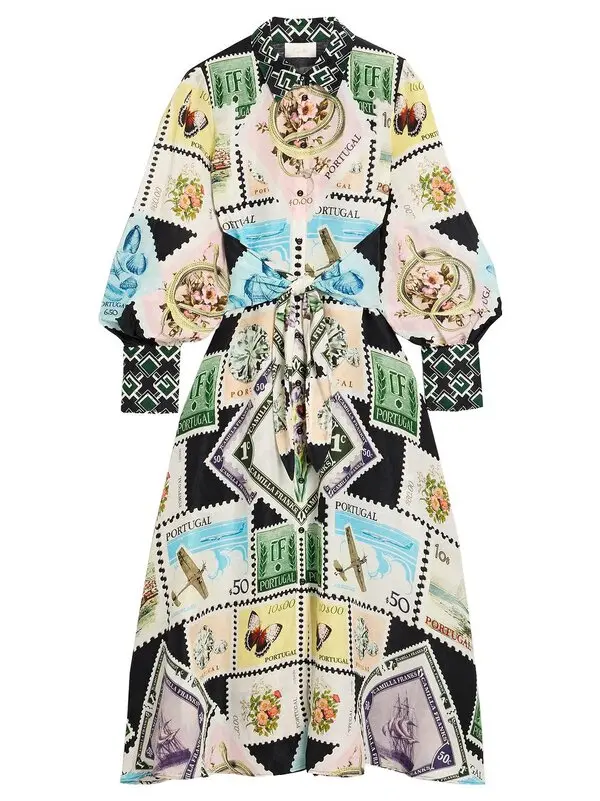 Camilla Crystal-embellished Printed Midi Shirt Dress - Multicolor