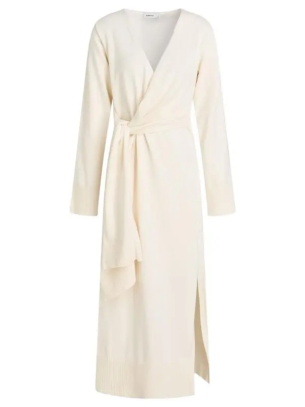 Simkhai Cotton And Cashmere-blend Midi Wrap Dress - Ivory