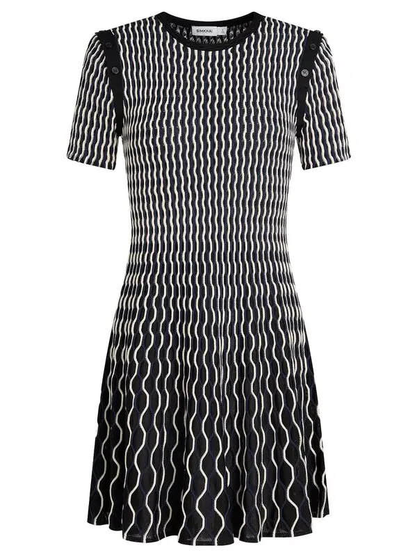 Simkhai Striped Knitted Mini Dress - Black