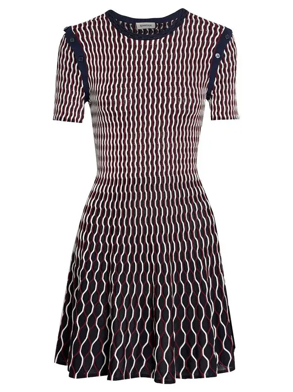 Simkhai Striped Knitted Mini Dress - Claret