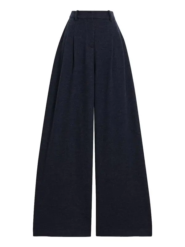 Simkhai Leroy Pleated Wide-leg Pants - Navy