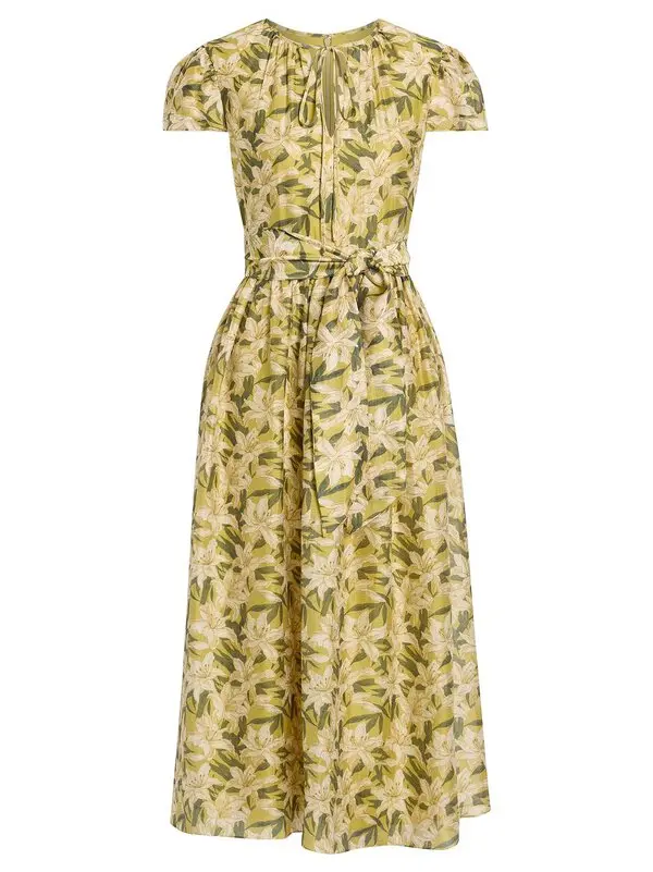 MIKAEL AGHAL Floral-print Voile Midi Dress - Leaf Green