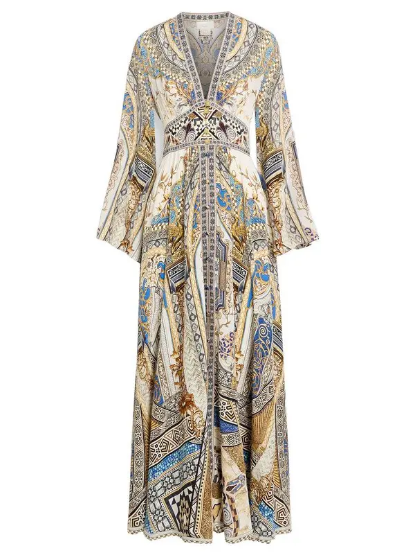 Camilla Crystal-embellished Printed Maxi Dress - Ecru
