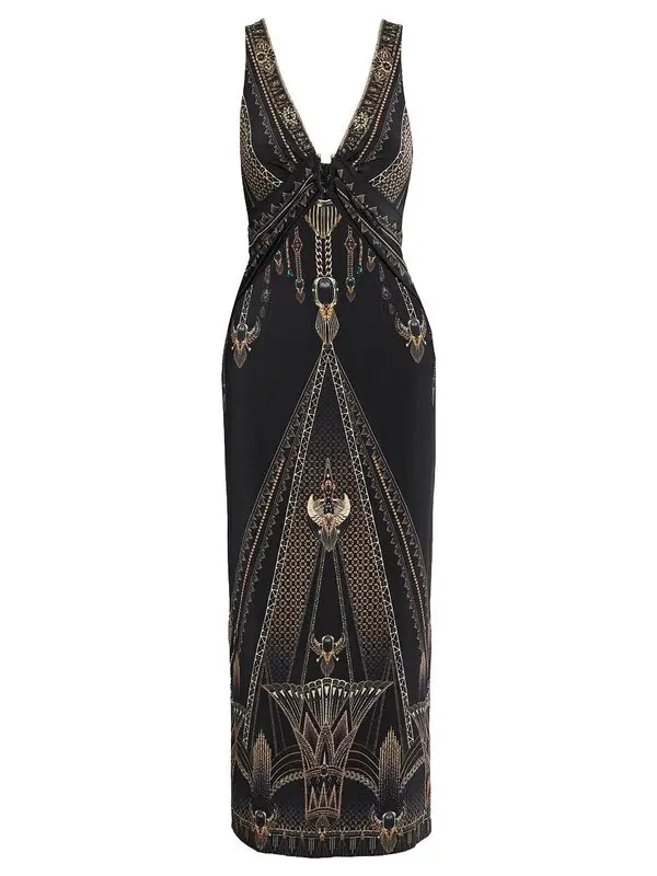 Camilla Crystal-embellished Printed Jersey Midi Dress - Black