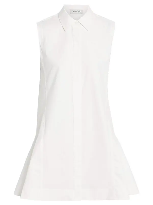 Simkhai Maggie Pleated Mini Shirt Dress - White
