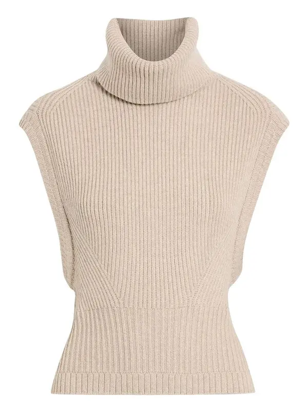 Simkhai Maple Ribbed Wool-blend Turtleneck Vest - Beige