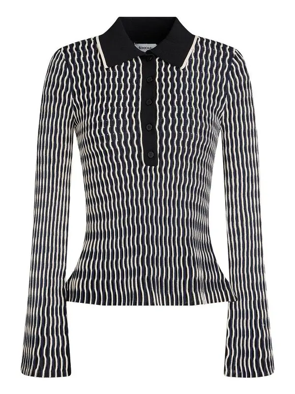 Simkhai Coleen Striped Jacquard-knit Top - Black