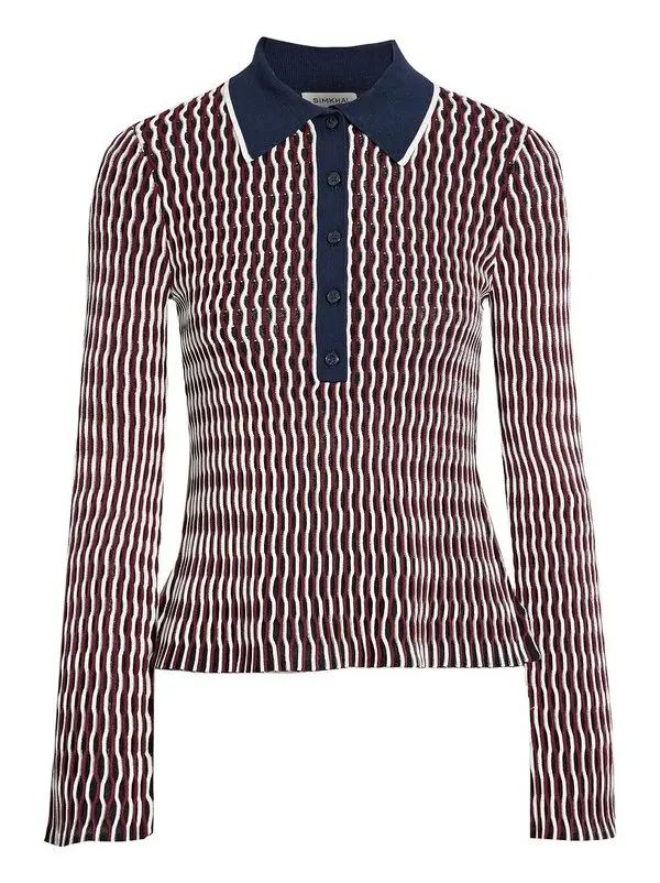 Simkhai Coleen Striped Jacquard-knit Top - Claret