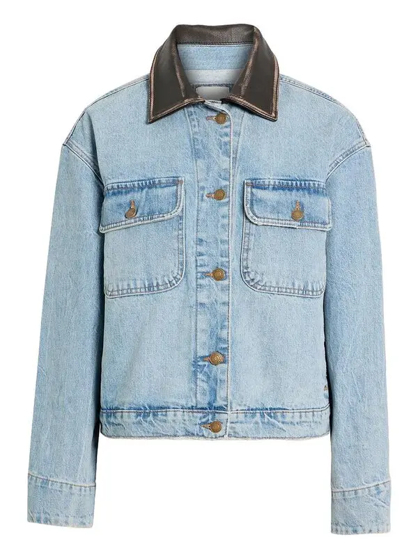Simkhai Philo Leather-trimmed Denim Jacket - Light Denim