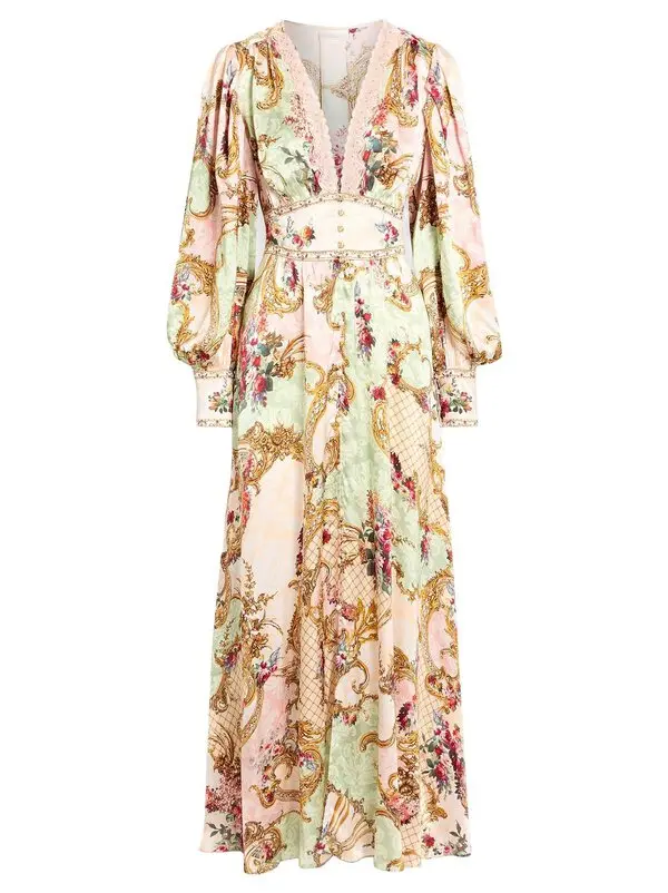 Camilla Printed Silk-satin Maxi Dress - Blush